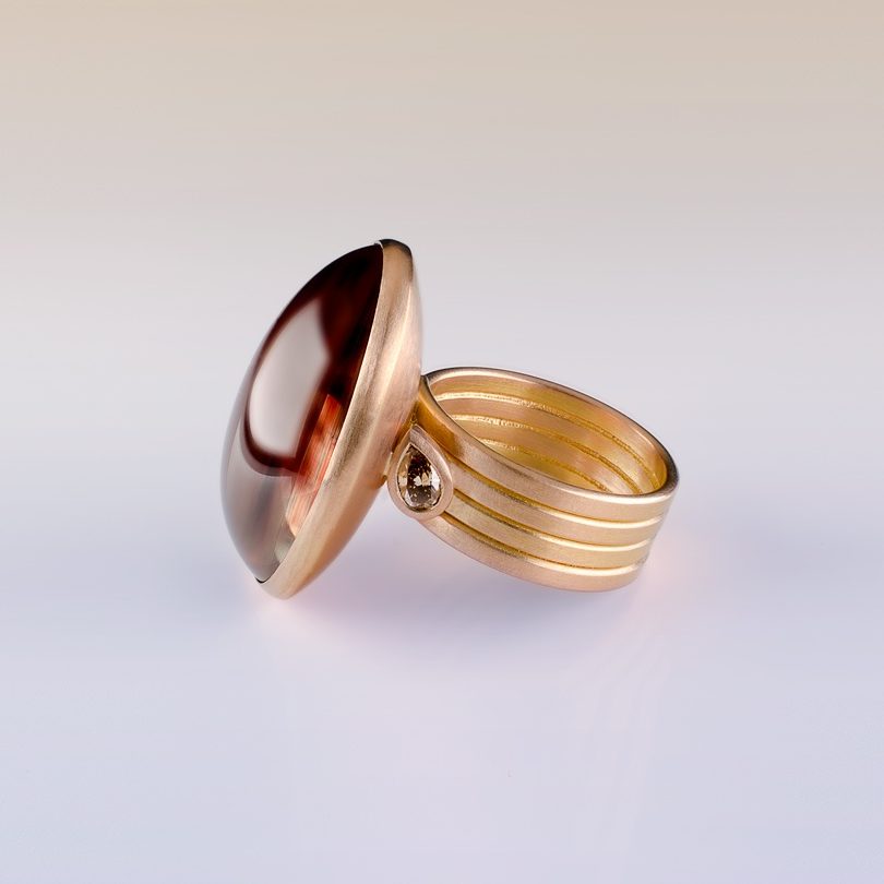 Solar Ring with Sunstone in 18ct Rose Fairtrade Gold - Cox & Power ...