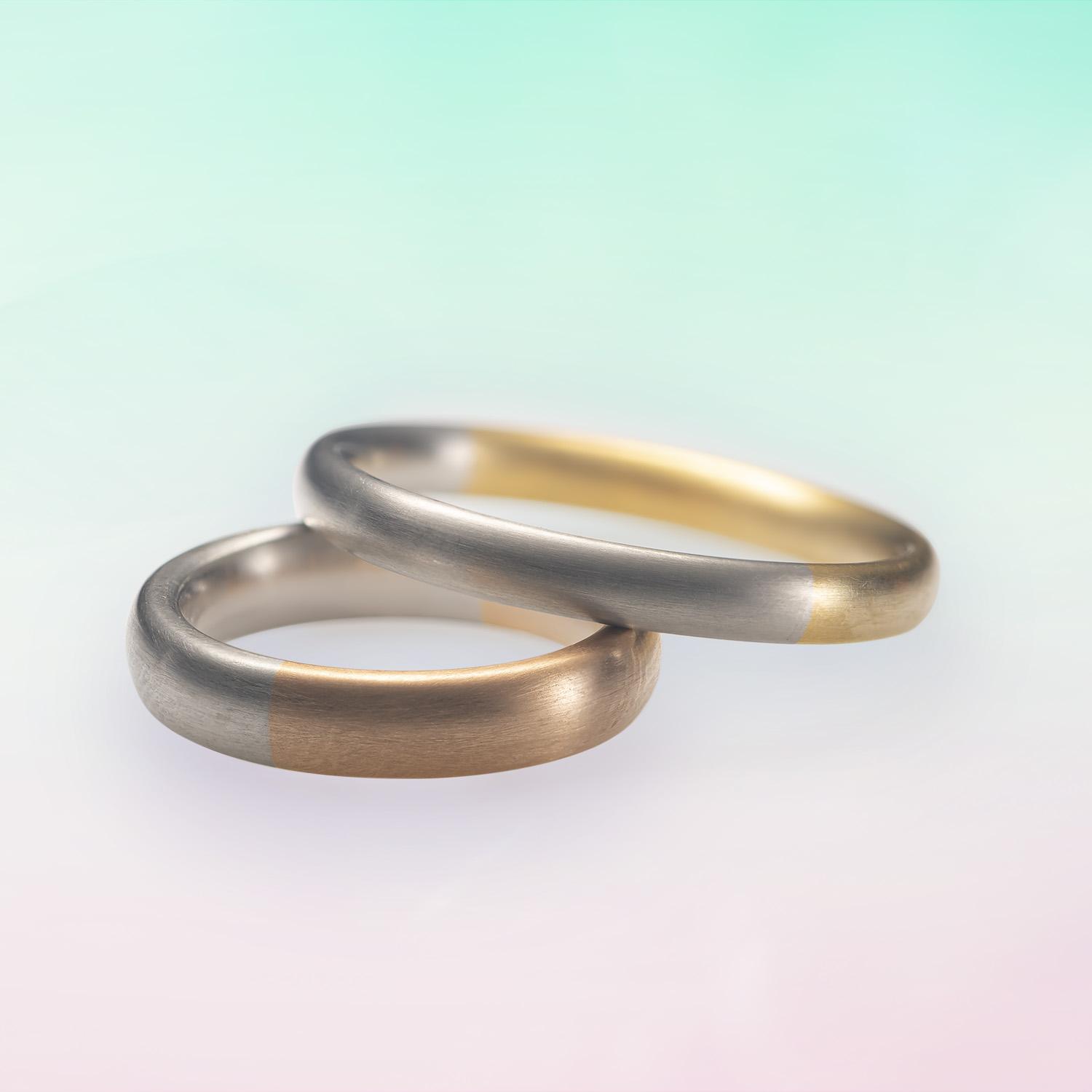 Half & Half Elliptical Wedding Rings - Cox & Power Jewellers