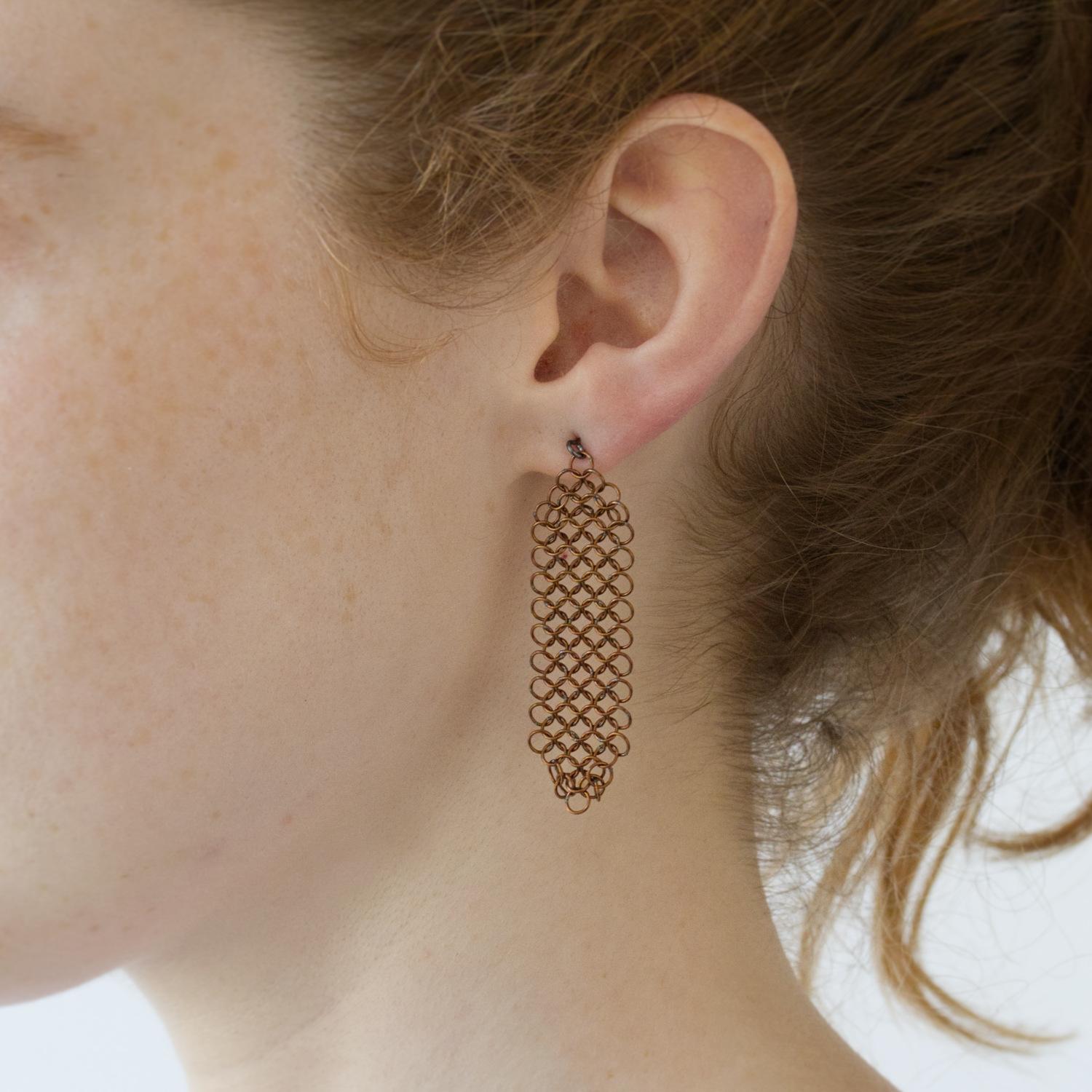 Pascale Chainmail Earrings in Copper-tone Steel - Cox & Power Jewellers